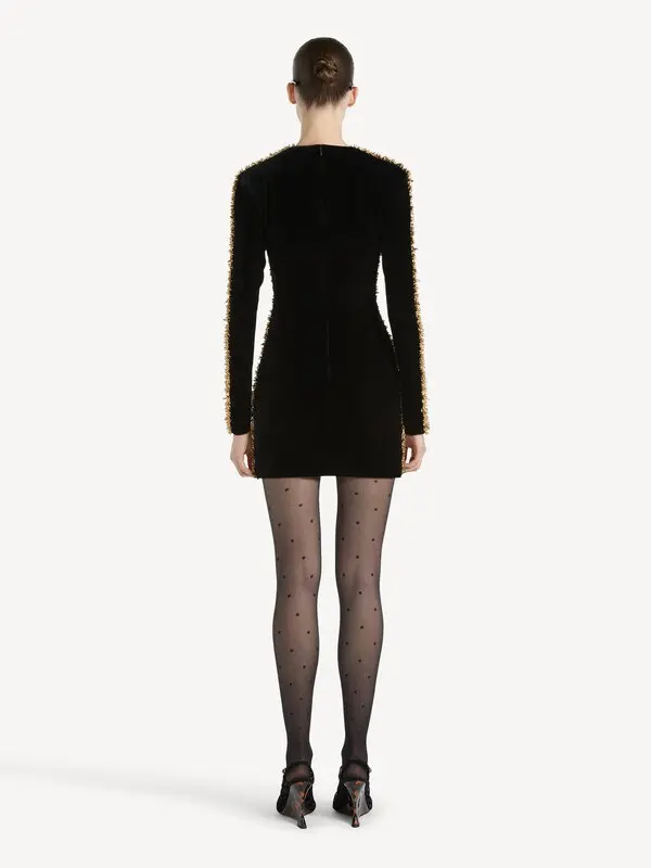 Balmain Velvet Dress With Embroidered Trim