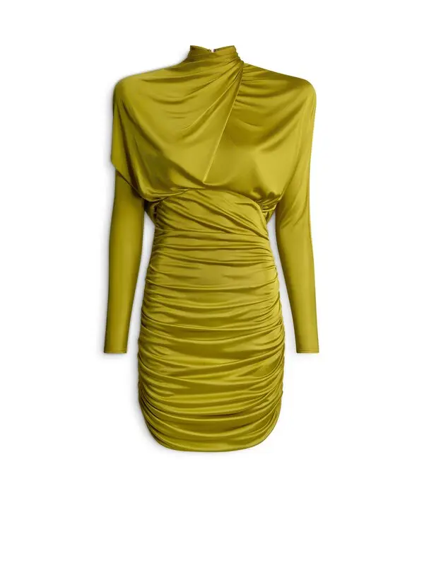 Balmain Draped Flowing Jersey Dress - Green