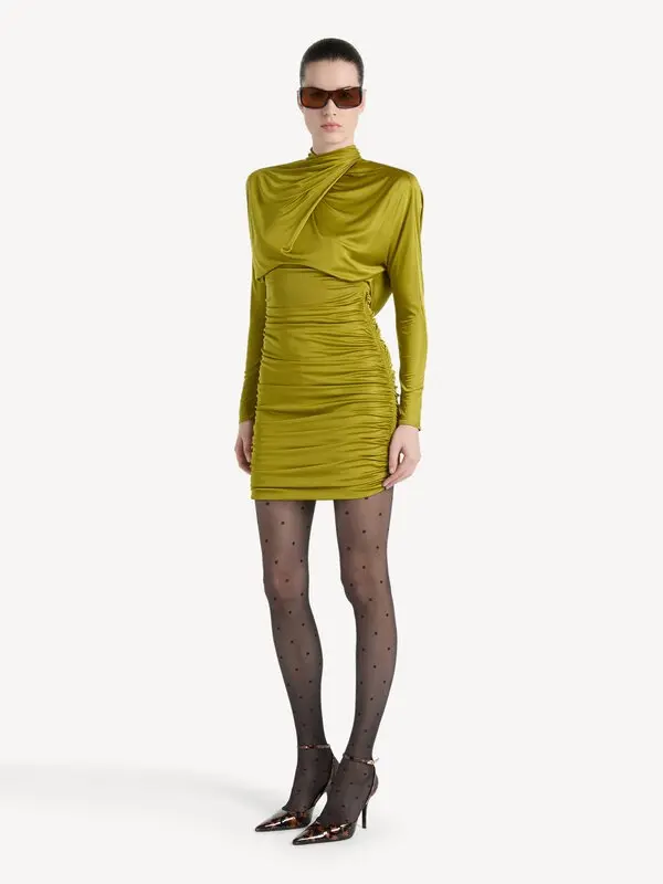 Balmain Draped Flowing Jersey Dress - Green