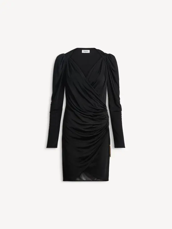Balmain Draped Flowing Jersey Dress - Black