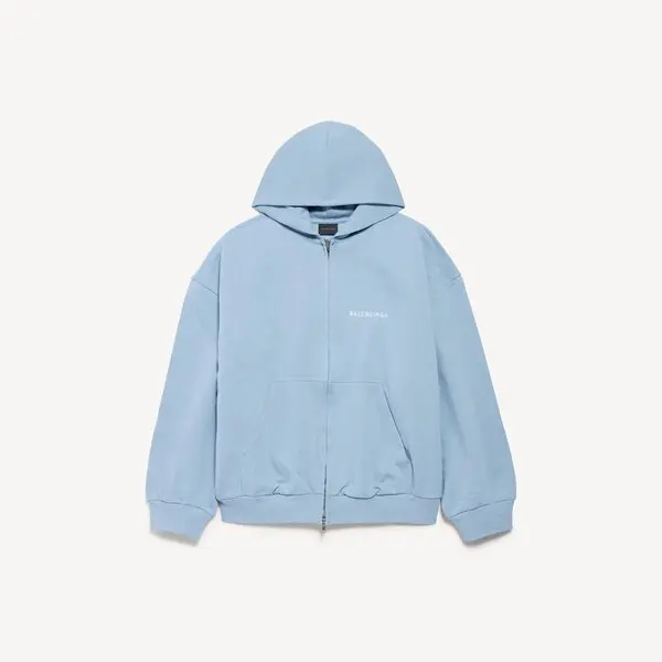 Balenciaga Back Zip-up Hoodie Regular Fit - Blue