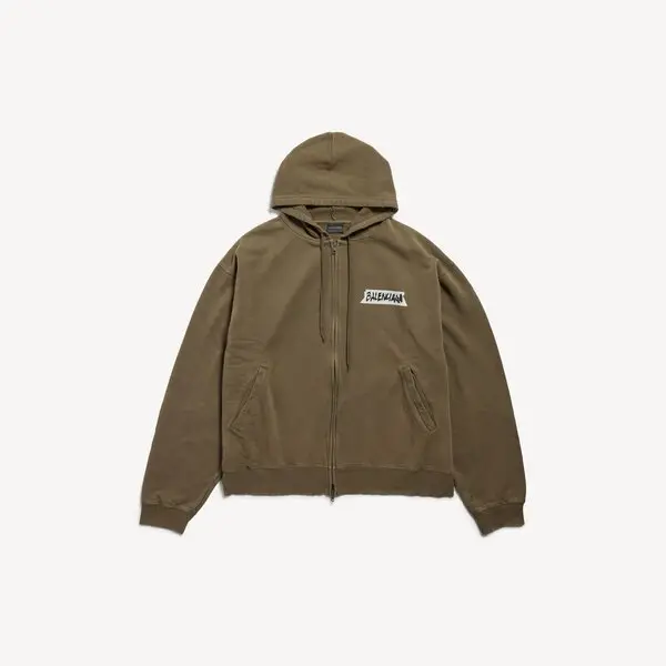 Balenciaga Masking Tape Oversized Zip-up Hoodie - Green