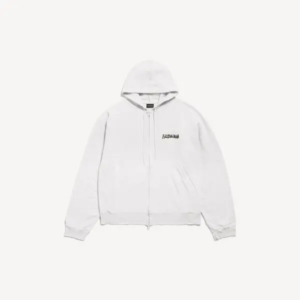 Balenciaga Masking Tape Oversized Zip-up Hoodie - White