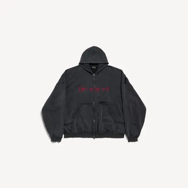 Balenciaga Dirac Equation Pulled Large Fit Zip-up Hoodie - Black