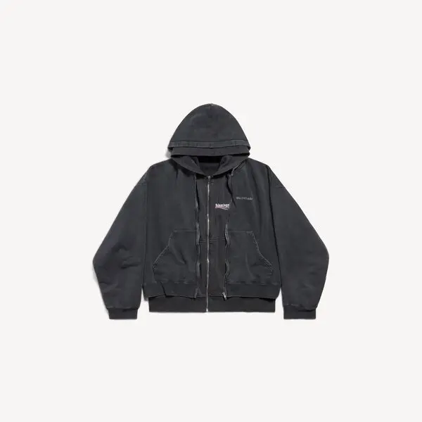 Balenciaga Layered Zip-up Hoodie - Black