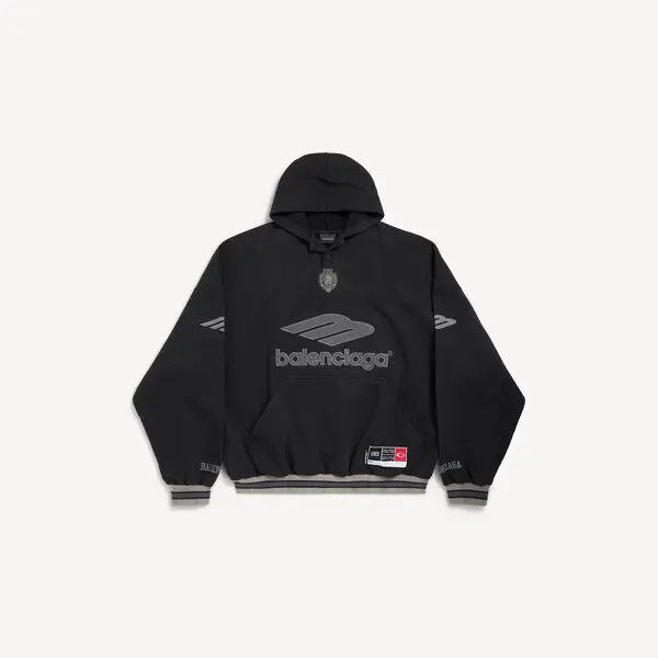 Balenciaga 3b Football Polo Hoodie - Black