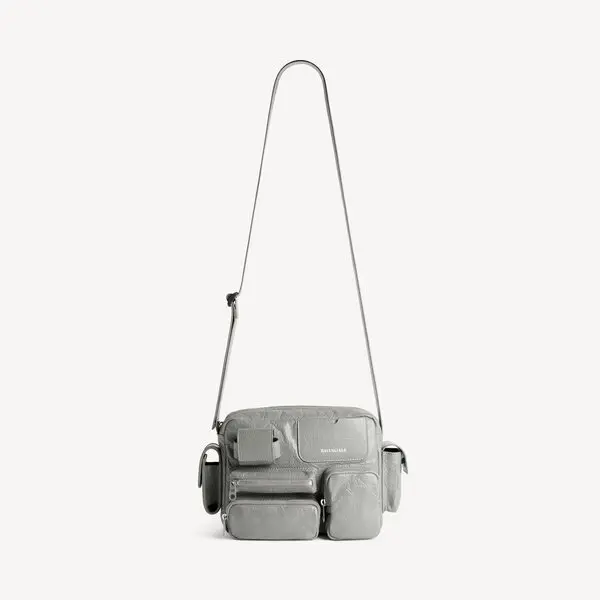 Balenciaga Superbusy Camera Bag In Arena Lambskin - Grey