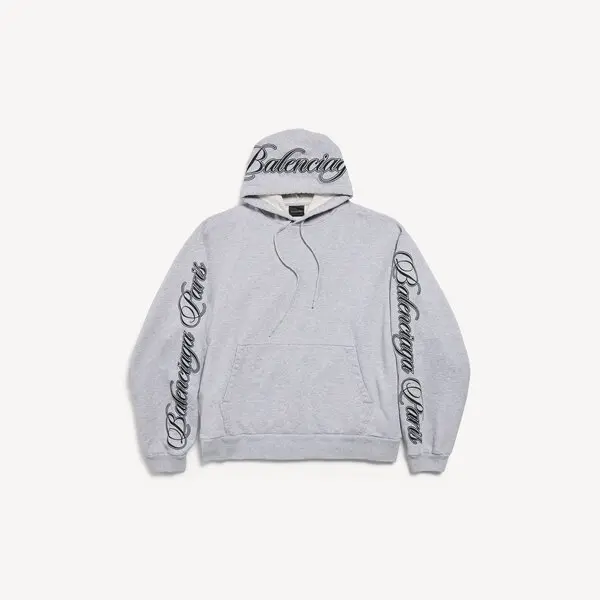 Balenciaga Cursive Oversized Hoodie - Grey