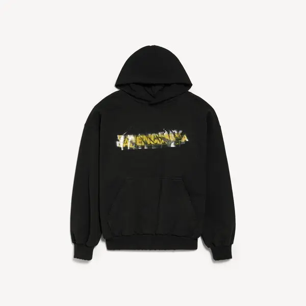 Balenciaga Messy Spray Medium Fit Hoodie - Black