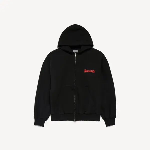 Balenciaga Salon De Couture Regular Fit Zip-up Hoodie - Black