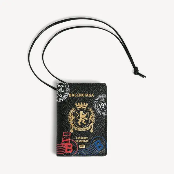 Balenciaga Passport Card Holder Charm - Black