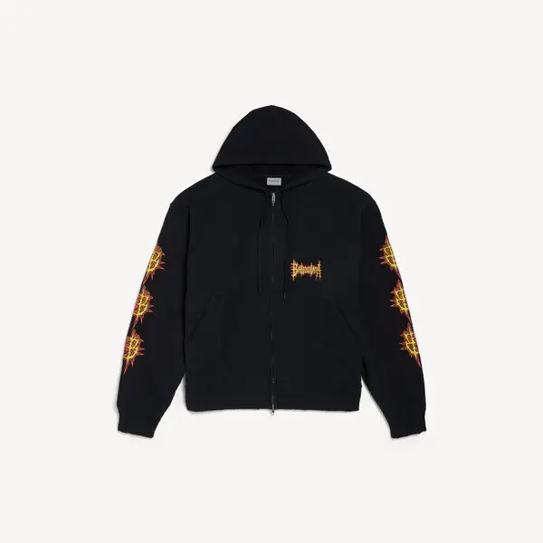Balenciaga Sacré Caur Oversized Zip-up Hoodie - Black