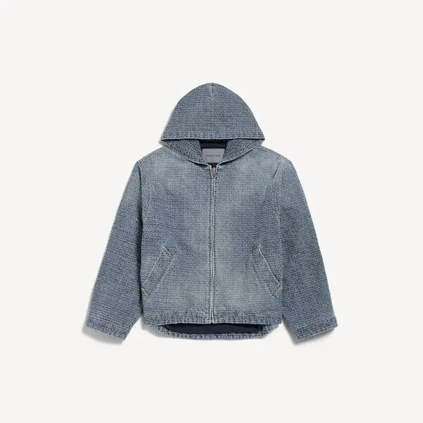 Balenciaga Denim Stitch Hooded Jacket - Blue