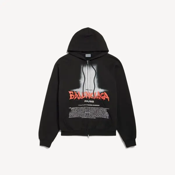 Balenciaga The Door Oversized Zip-up Hoodie - Black