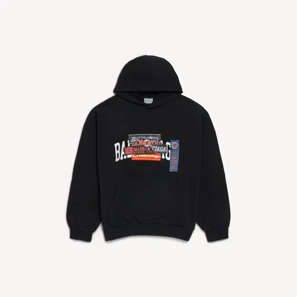 Balenciaga Bumper Stickers Medium Fit Hoodie - Black