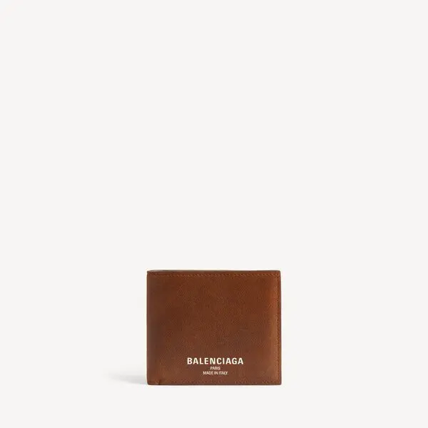 Balenciaga Credit Square Folded Coin Wallet - Brown