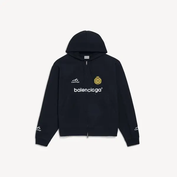 Balenciaga Soccer Oversized Zip-up Hoodie - Black
