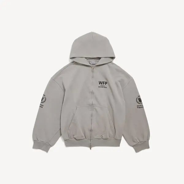 Balenciaga Wfp Regular Zip-up Hoodie - Grey