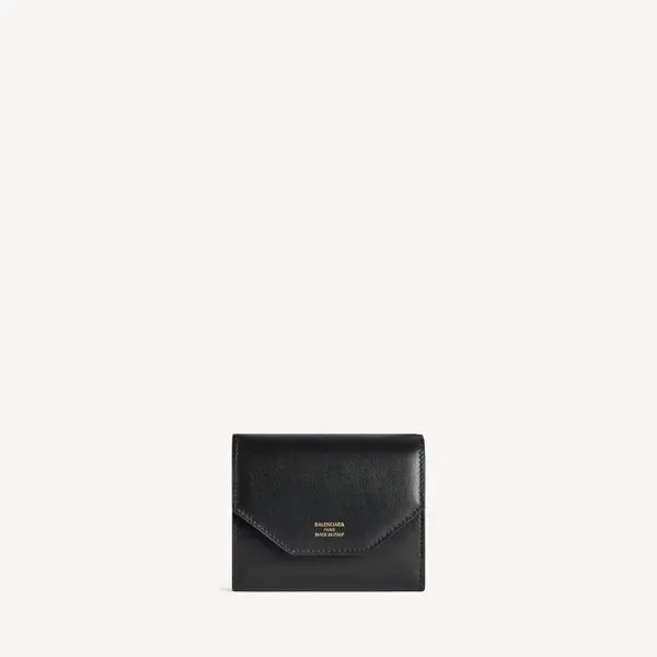 Balenciaga Envelope Bifold Wallet With Flap - Black