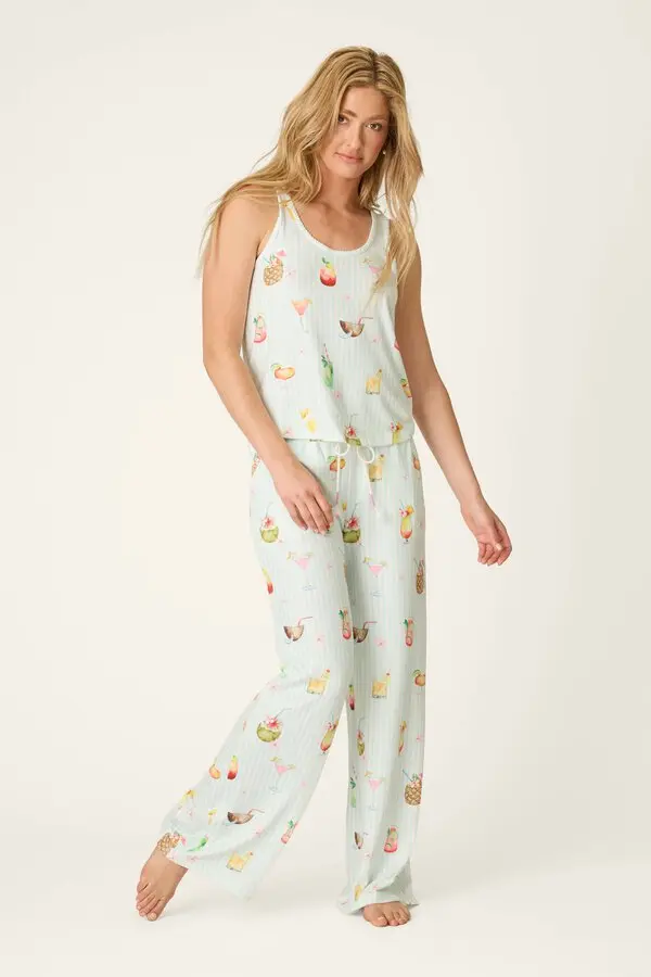 PJ Salvage It's Five O'clock Somewhere Cocktail Print Open Leg Pants