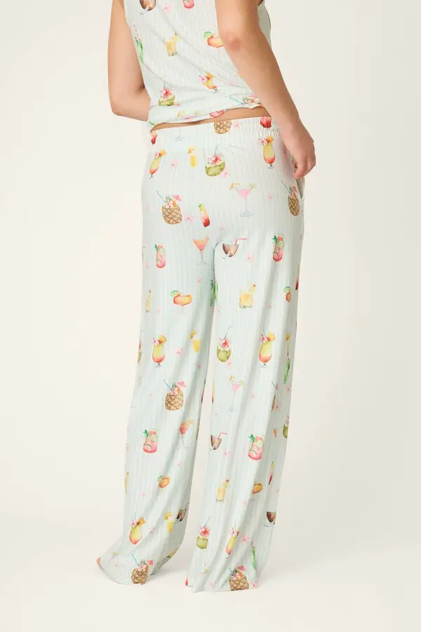 PJ Salvage It's Five O'clock Somewhere Cocktail Print Open Leg Pants