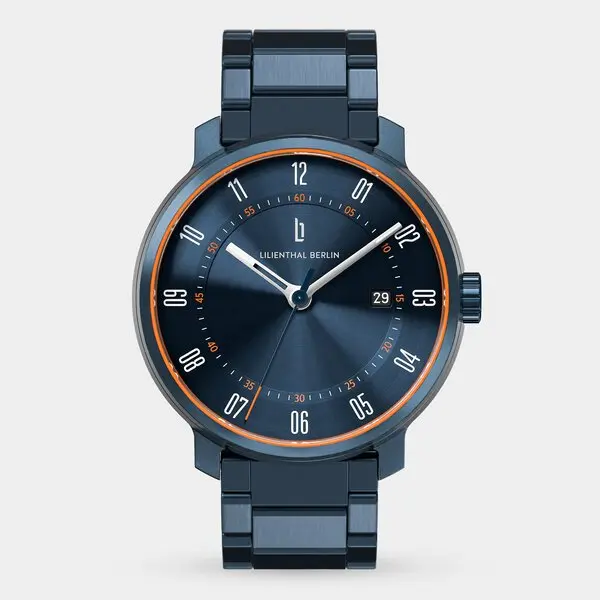 Lilienthal Berlin Neolux Orange Stainless Steel Brushed - Blue