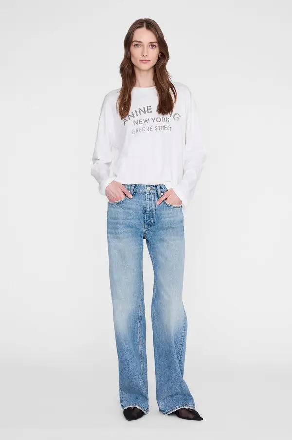 ANINE BING Ivan Long Sleeve New York Stencil - Ivory