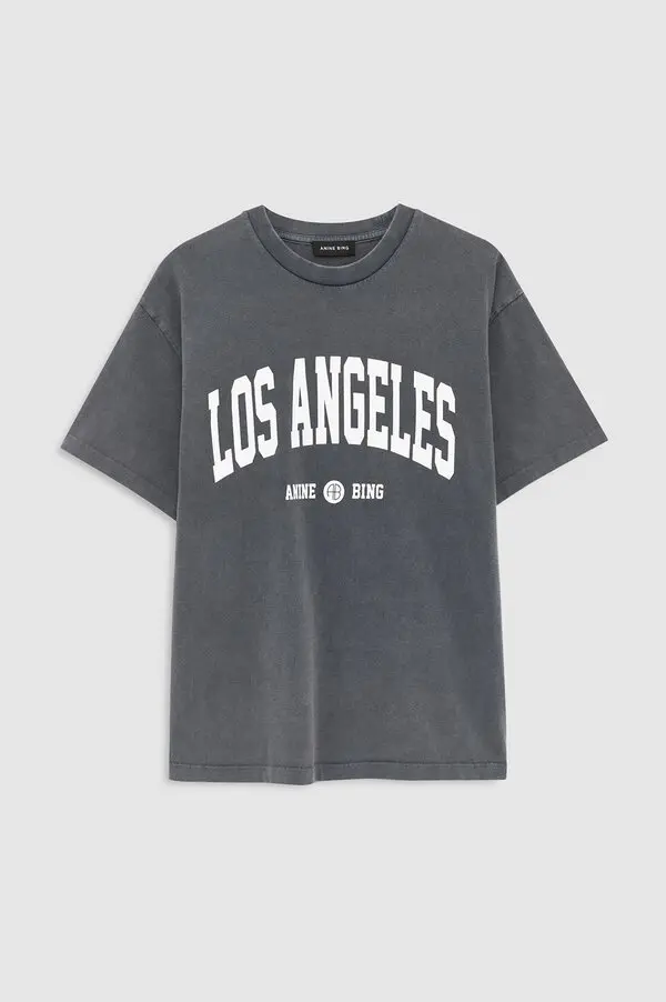 ANINE BING Cade Tee Los Angeles University - Washed Grey