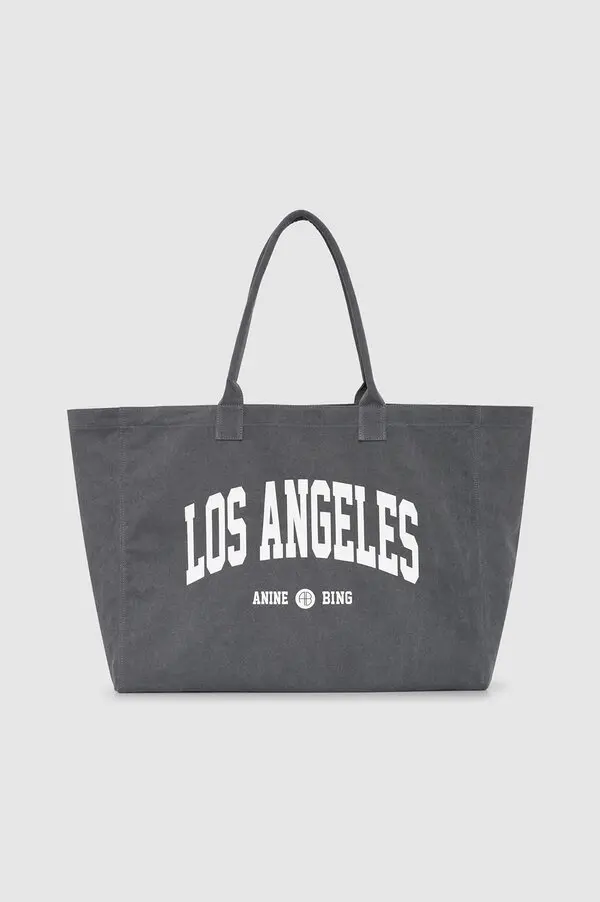 ANINE BING Leo Canvas Tote Bag - Washed Grey
