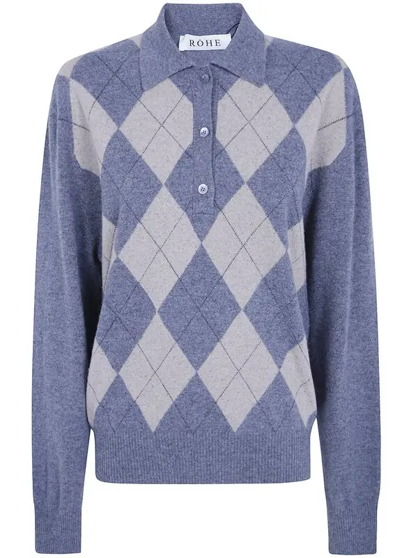 RÓHE Polo Wool Check "argyle Mouline