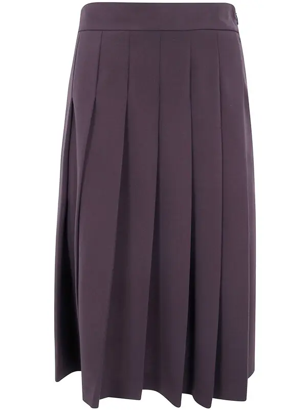 DRHOPE Pleated Midi Skirt - Brown
