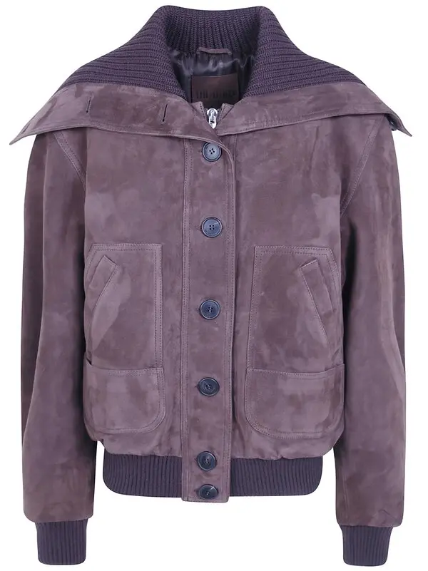 Attico Suede Hooded Bomber Jacket