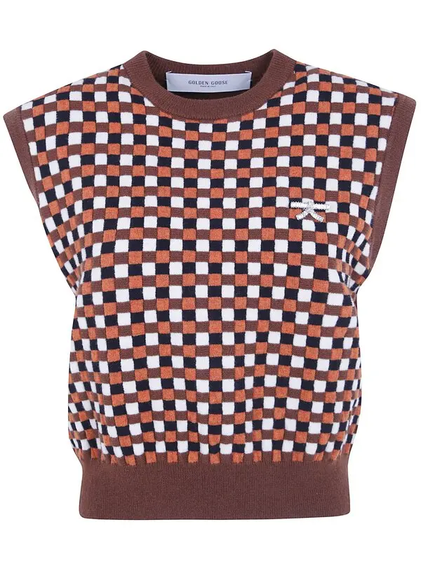 GOLDEN GOOSE Sweater Wool Chess 3d "journey Roby