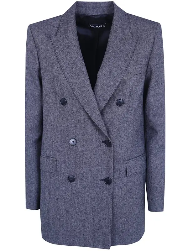DRHOPE Jacket Double Breasted Blazer - Gray