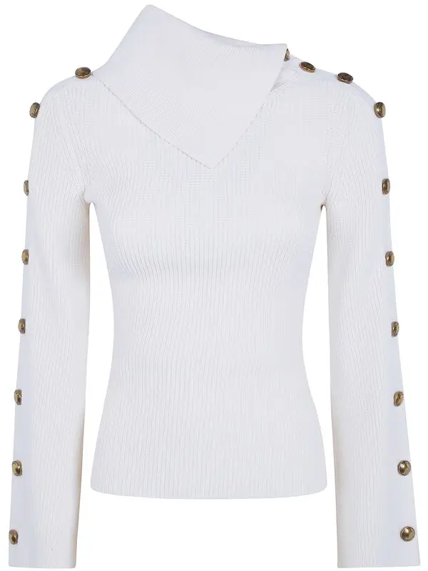 Elisabetta Franchi Sweater Round Neck "mk03s66e2 193 Butter - White