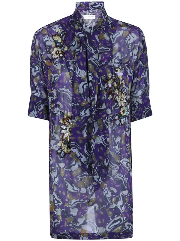 Dries Van Noten Multicolor Printed Viscose Shirt With Embellishment