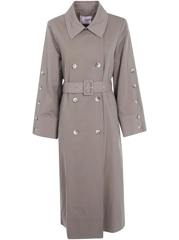 TWINSET Cotton Lyocell Blend Trench Coat - Green