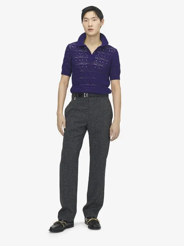 Alexander McQueen Skull Crochet Polo Shirt - Navy
