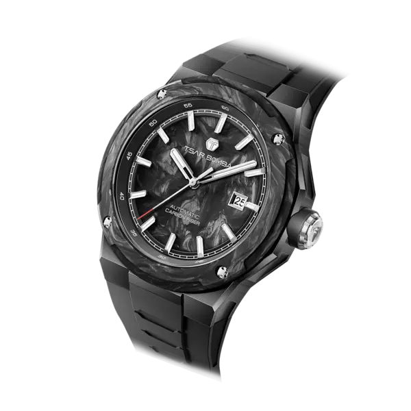 TSAR BOMBA Carbon Fiber Automatic Watch - Black