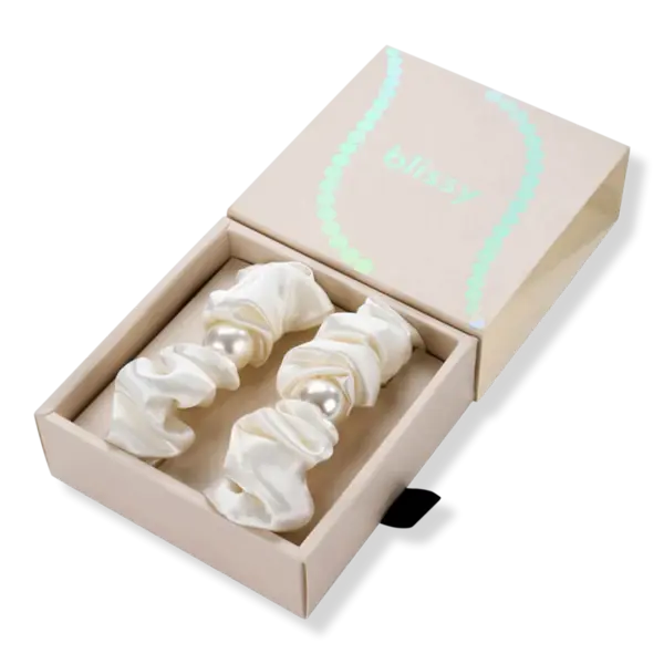 BLISSY Pearl Scrunchies - White
