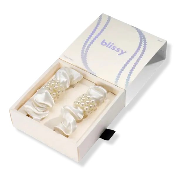 BLISSY Pearl Scrunchies - White