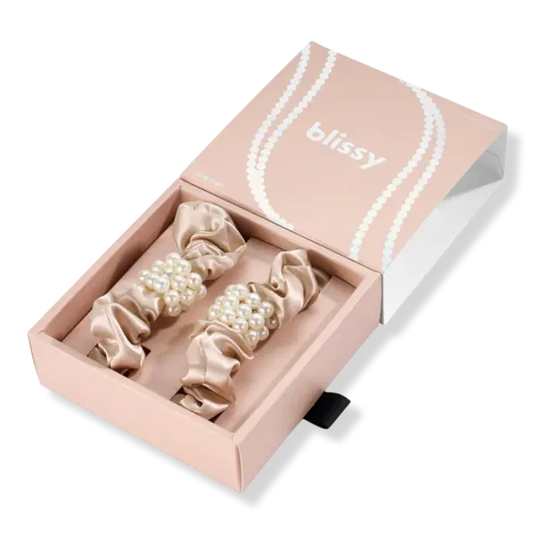 BLISSY Pearl Scrunchies - Champagne
