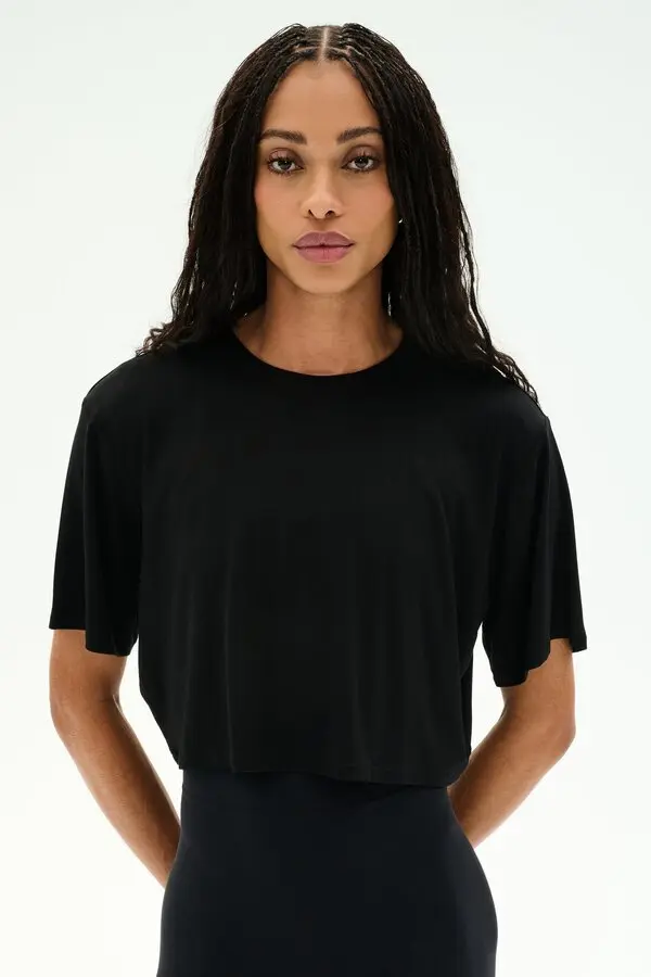 Splits59 Djuna Oversized Crop Jersey Tee - Black