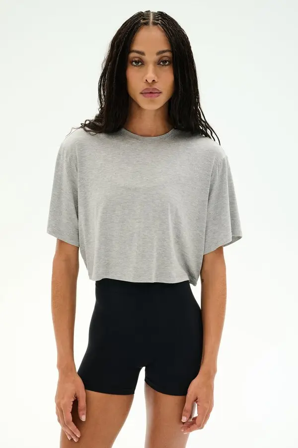 Splits59 Djuna Oversized Crop Jersey Tee - Heather Grey