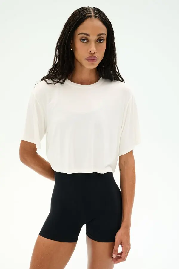 Splits59 Djuna Oversized Crop Jersey Tee - White