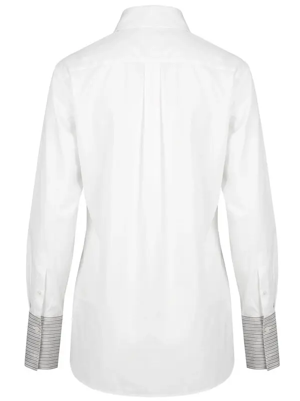 Prada Cotton Shirt With Knot Detail And Striped Cuffs