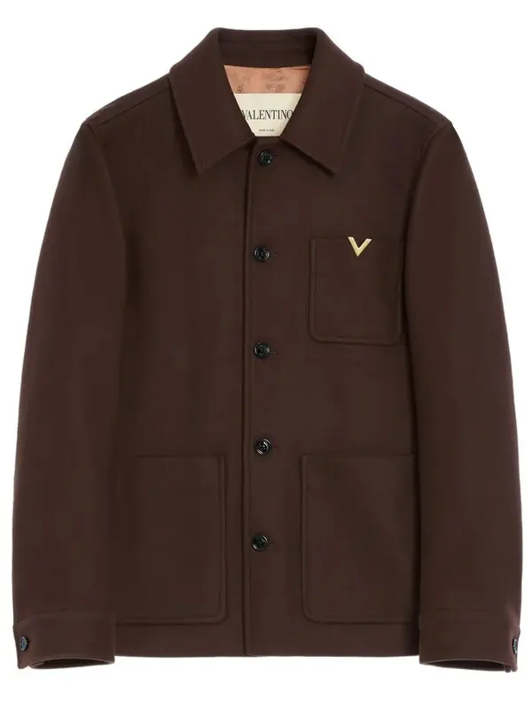 Valentino Garavani Wool Jacket With Vgold - Brown