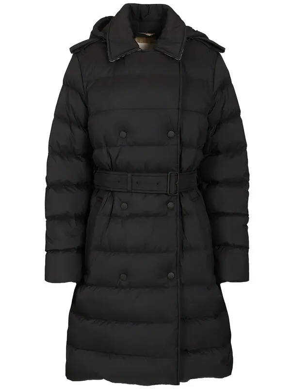 Burberry Long Padded And Quilted Coat With Belt