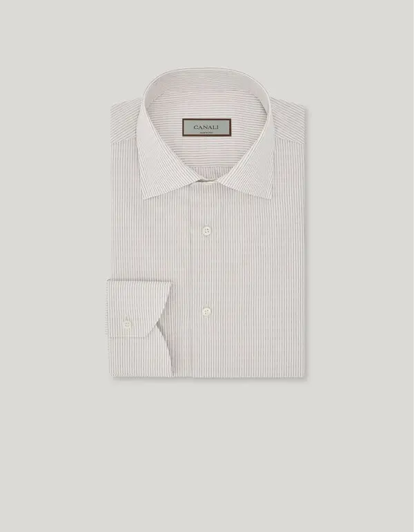 Canali And Burgundy Cotton Striped Regular-fit Shirt