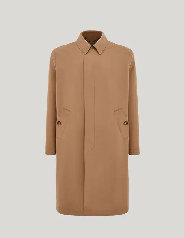 Canali Camel Cotton Blend Raincoat - Brown